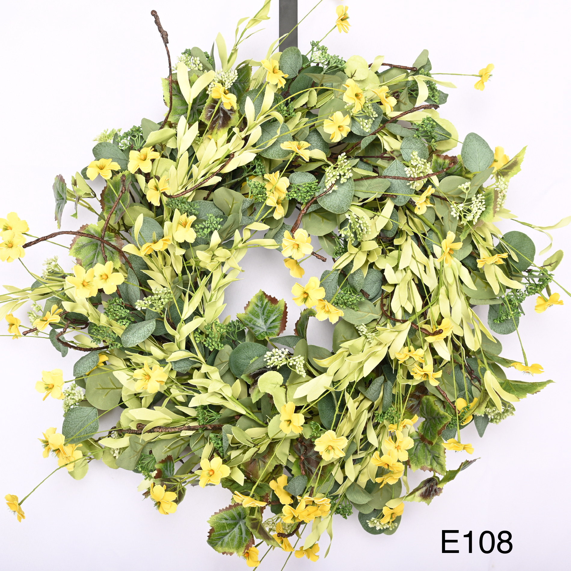 Primrue 26" Spring Eucalyptus Daisy Front Door Wreath | Wayfair